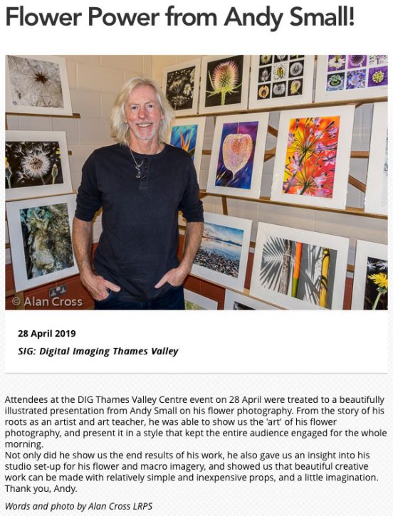 Flower Photographer Andy Small Fine Art RHS Workshop Tutor